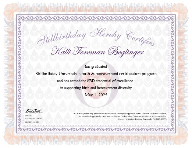 Kalli Foreman Beglinger, SBD – Still Birth Day